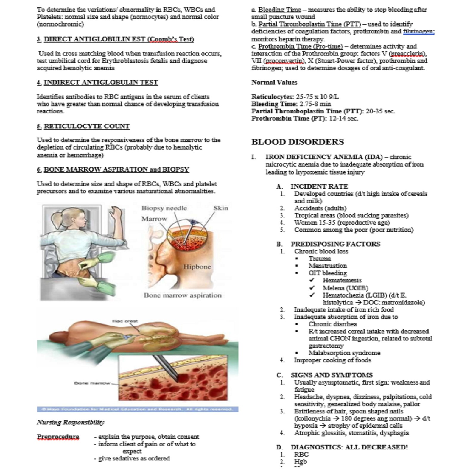 Nursing Hematology Section Review 10 Pages Study Guide Printable Word ...