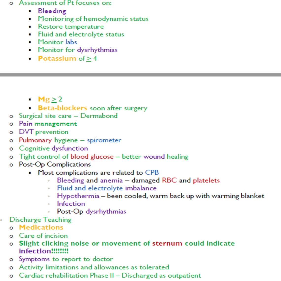 Colorful Heart Surgery Nursing Notes 3 Pages PDF Instant Digital ...