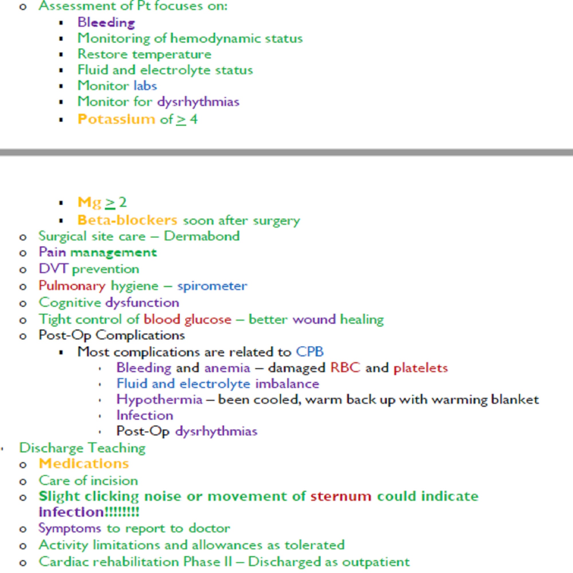 Colorful Heart Surgery Nursing Notes 3 Pages PDF Instant Digital ...