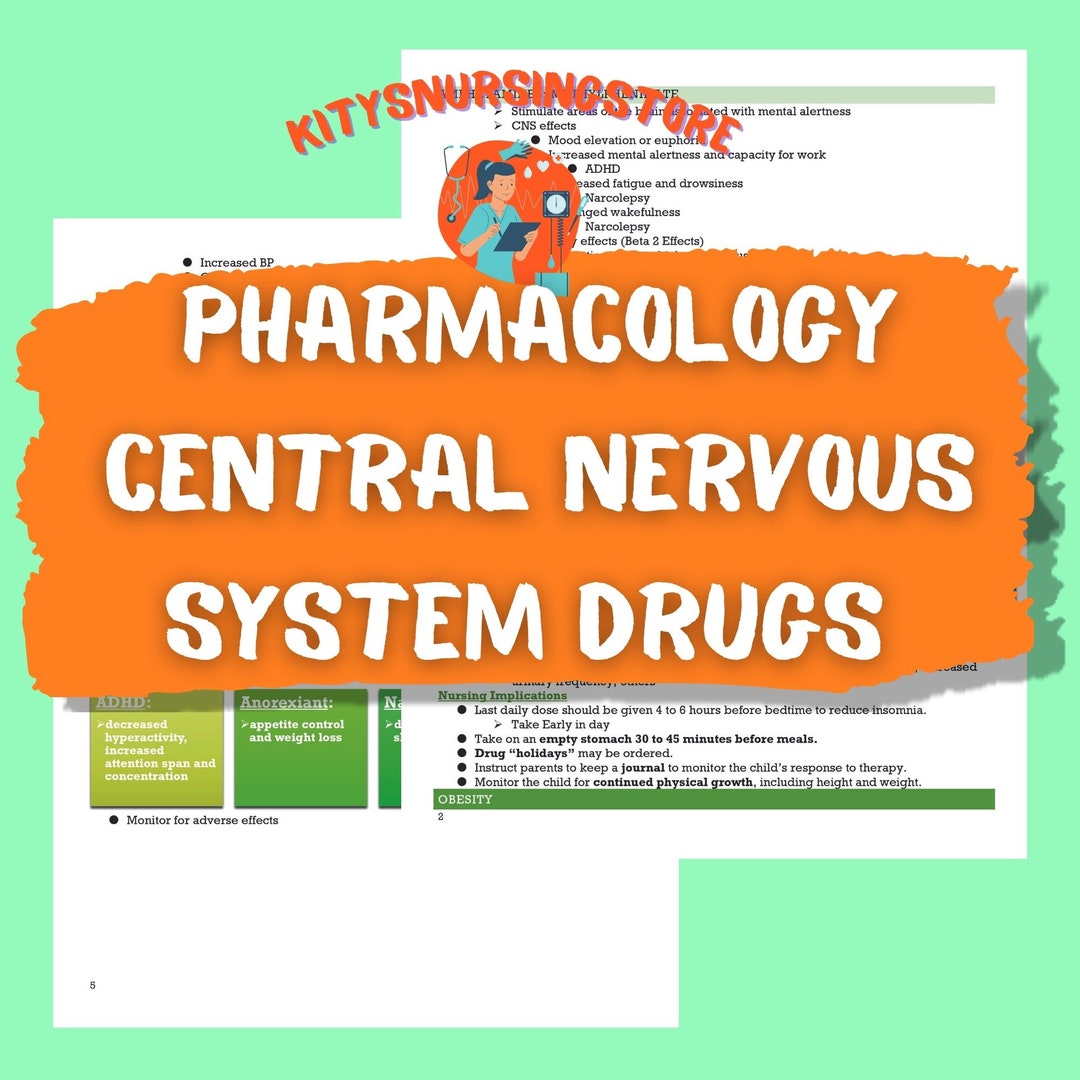 Pharmacology Central Nervous System Drugs 14 Pages for RN and LPN ...