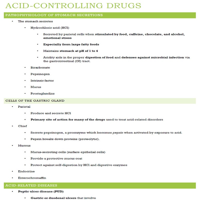 Pharmacology GI Drugs 2 Pages for RN and LPN Nurses - Etsy