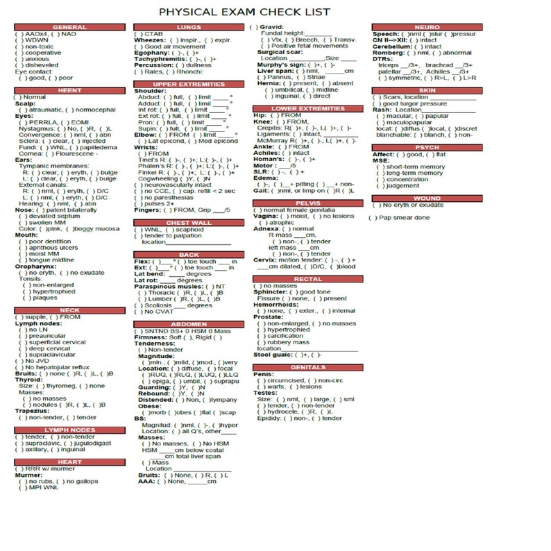 AMAZING Physical Exam Checklist for Nurses and Advanced Providers 1 ...
