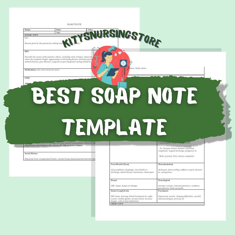 Best SOAP Note Template 2 Pages and 2 Bonus Pages With Guidelines for ...