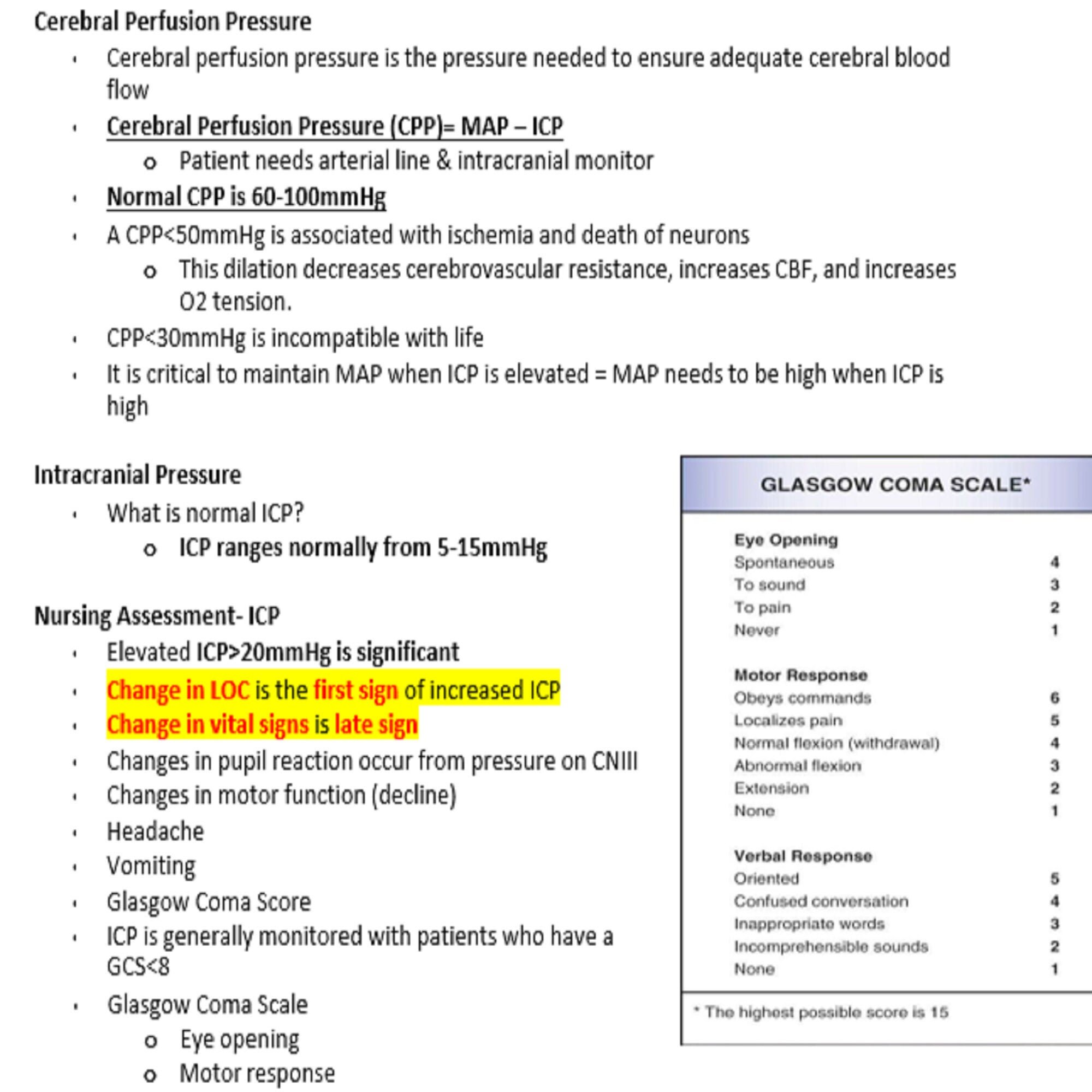 ICP Critical Care Nursing Notes About Increased Intracranial Pressure ...