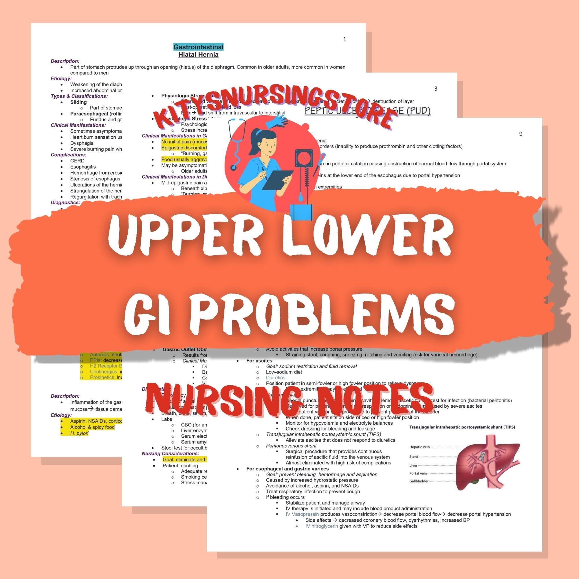 Upper / Lower Gi Problems Nursing Notes 14 Pages - Etsy
