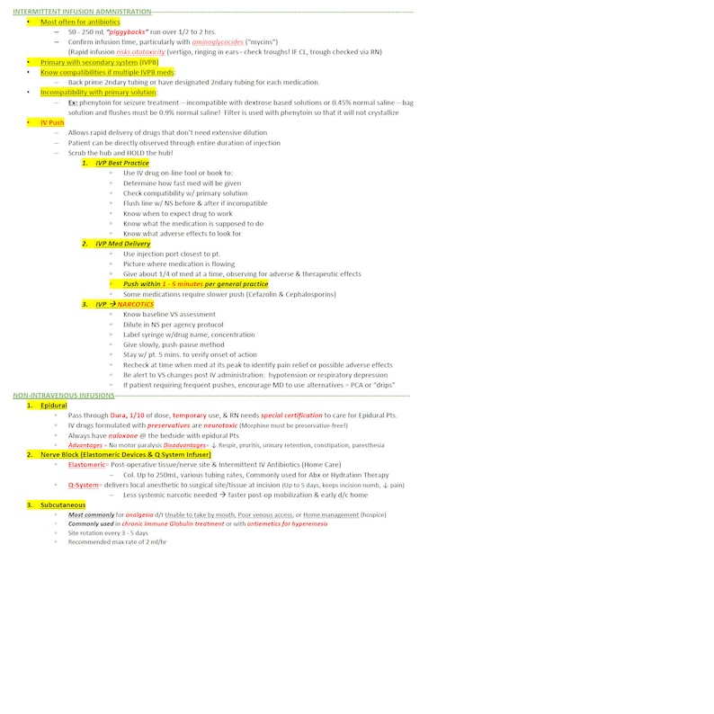 RN IV Therapy Notes 6 Pages Critical Care Nursing Notes - Etsy