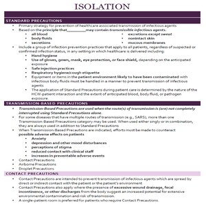 Isolation Precautions 2 Pages Pdf - Etsy