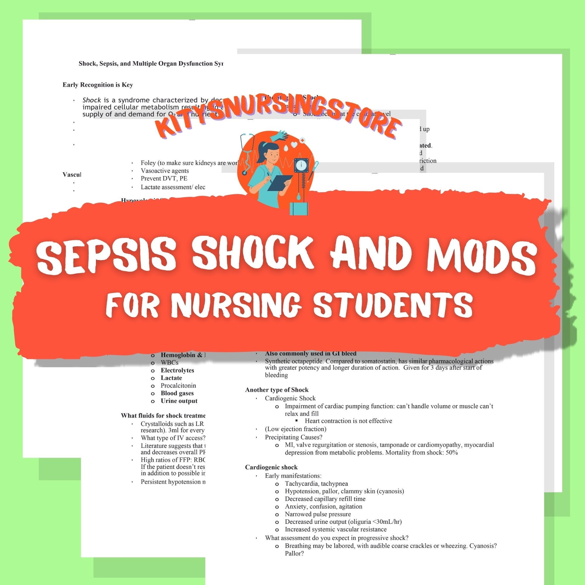 Sepsis, Shock and Mods Nursing Critical Care Notes 12 Pages - Etsy