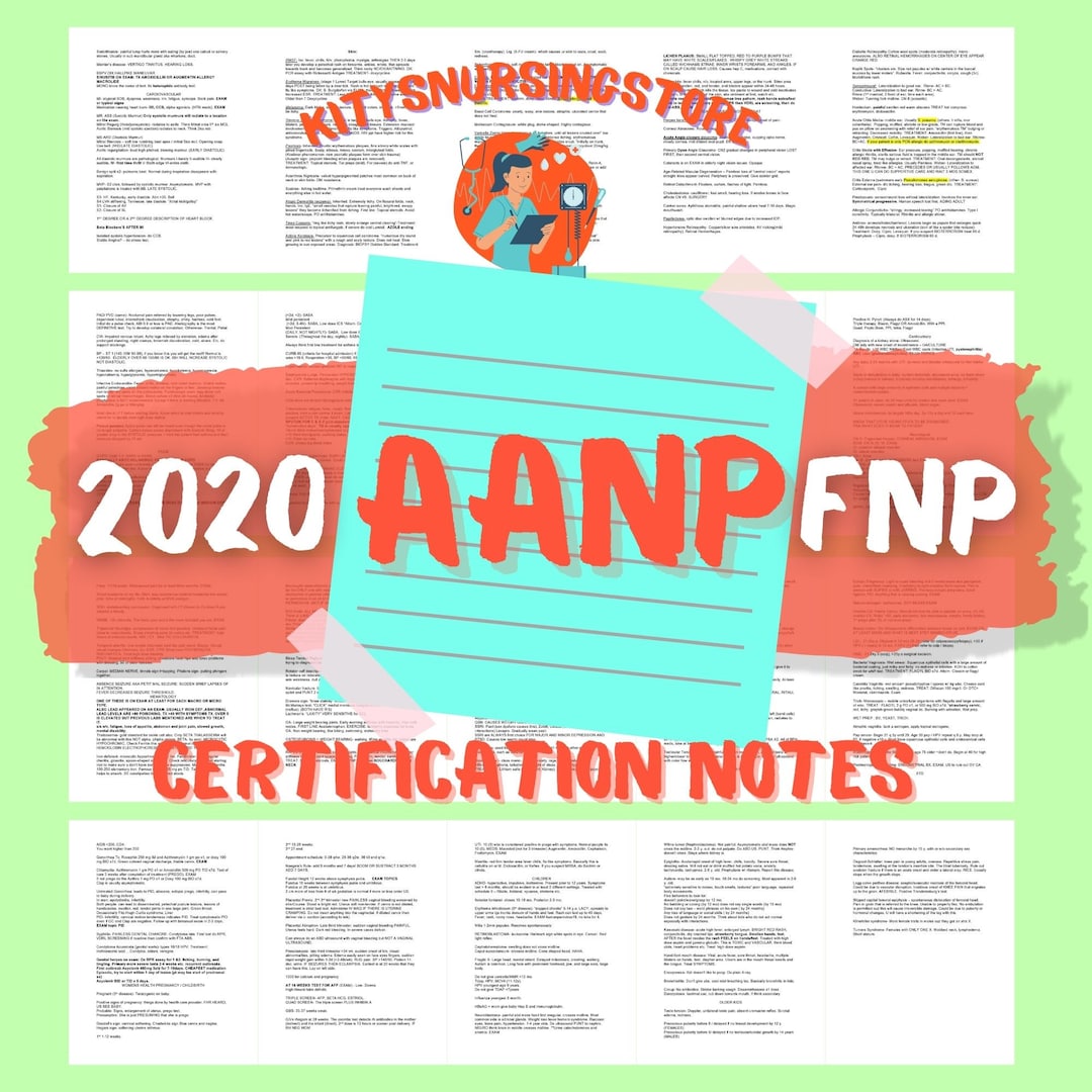 2020 FNP State Board Exam 15+ Pages of Notes AANP - Etsy