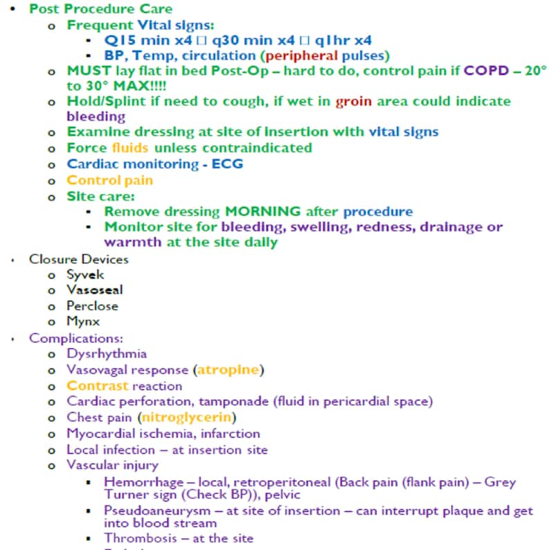 Colorful Cardiac Catheterization Nursing Notes 3 Pages PDF Instant ...