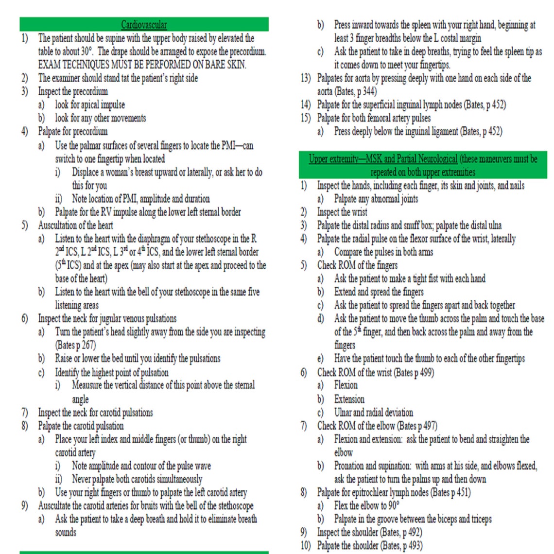 ADV. Physical Assessment Checklist Study Notes 4 Pages PDF Printable ...
