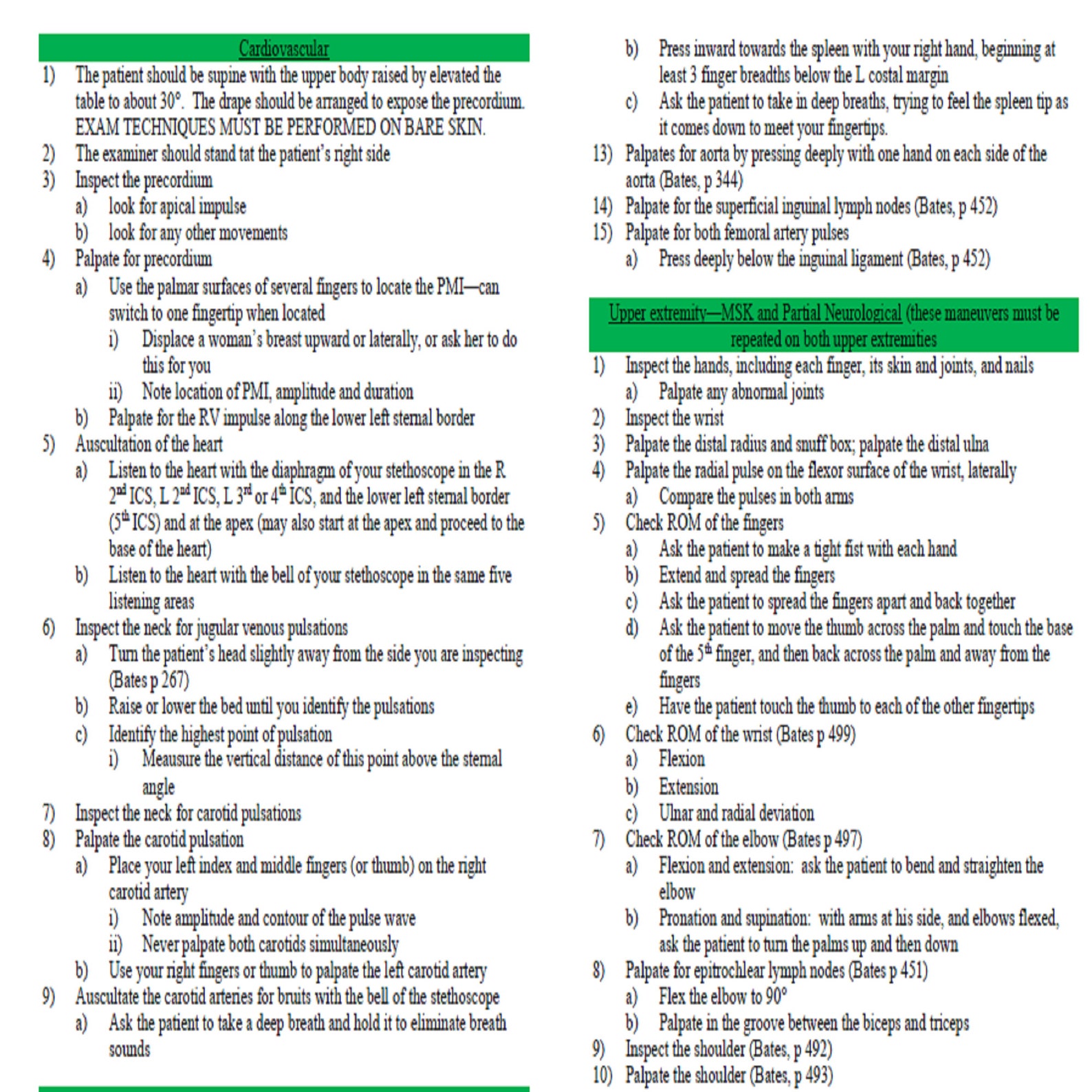 ADV. Physical Assessment Checklist Study Notes 4 Pages PDF Printable ...