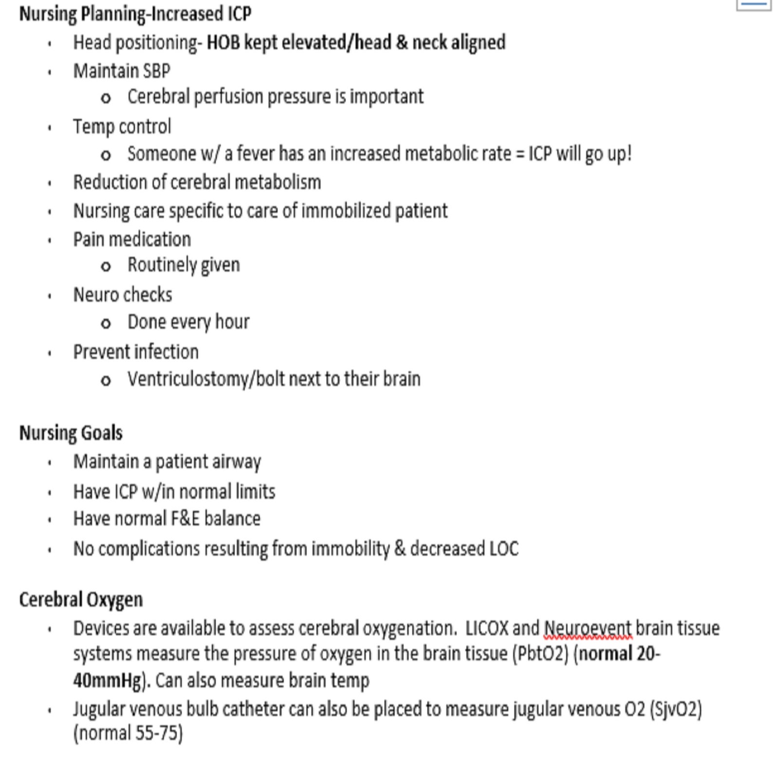 ICP Critical Care Nursing Notes About Increased Intracranial Pressure ...