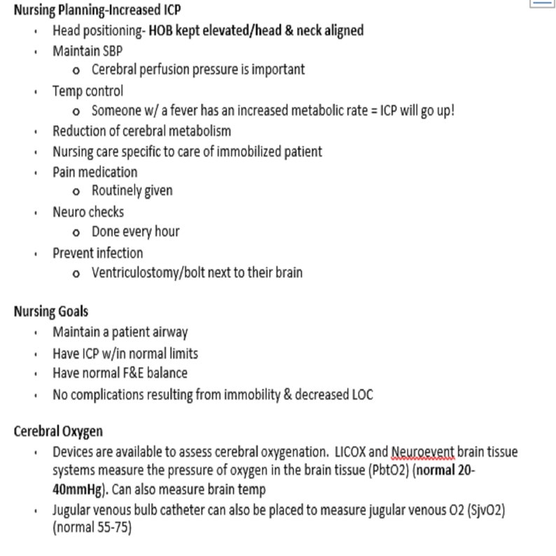 ICP Critical Care Nursing Notes About Increased Intracranial Pressure ...