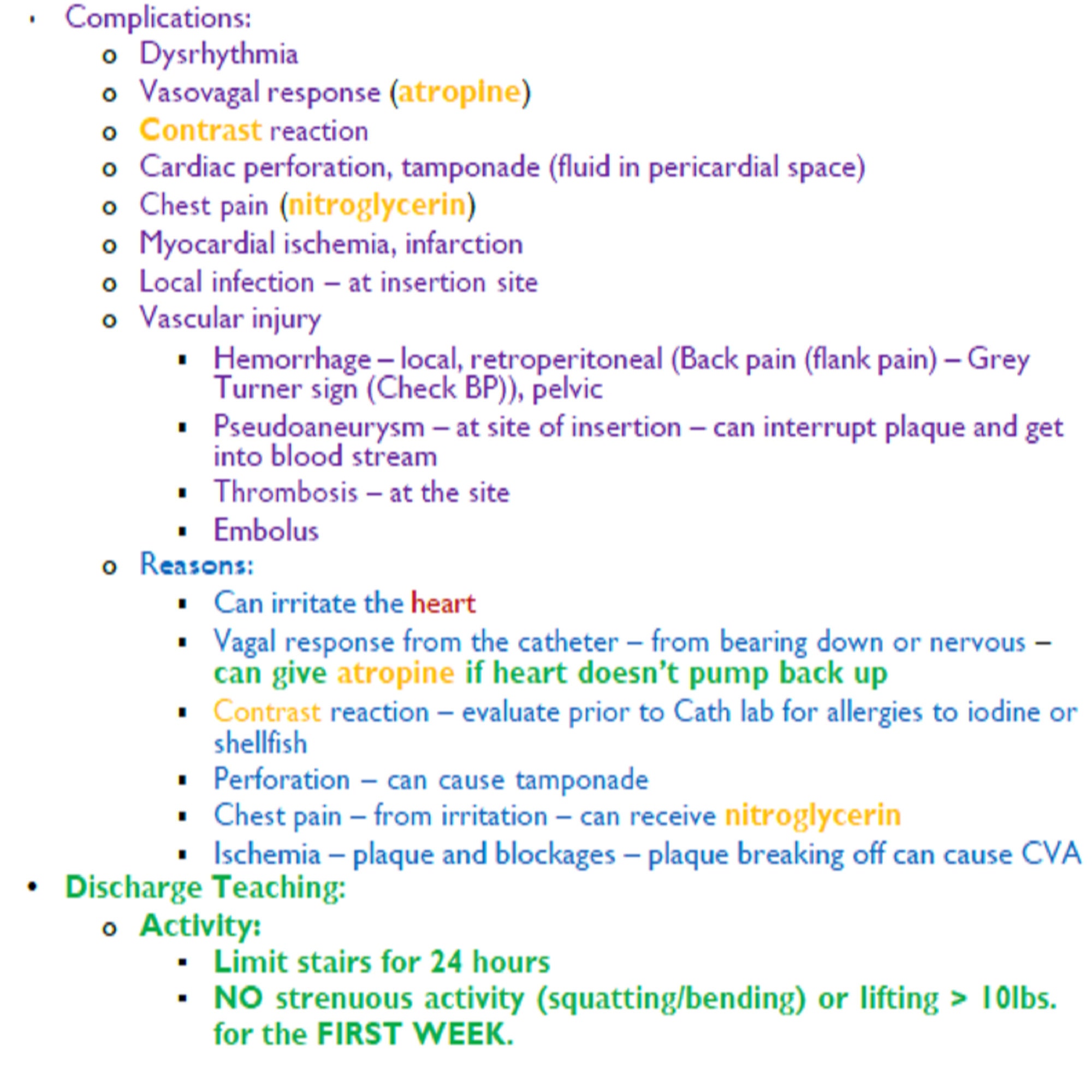 Colorful Cardiac Catheterization Nursing Notes 3 Pages PDF Instant ...