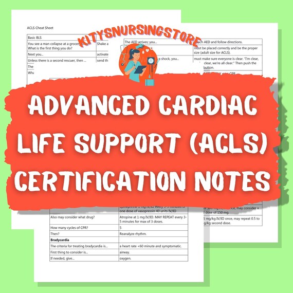 UPDATED Advanced Cardiac Life Support ACLS 9 Pages Notes for - Etsy