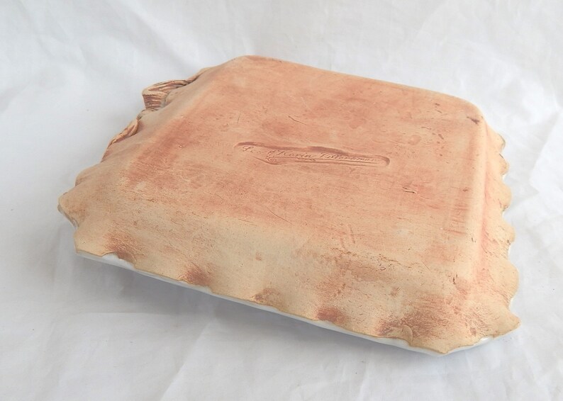 Beaded Square Plate With Shells and White Glazed. - Etsy