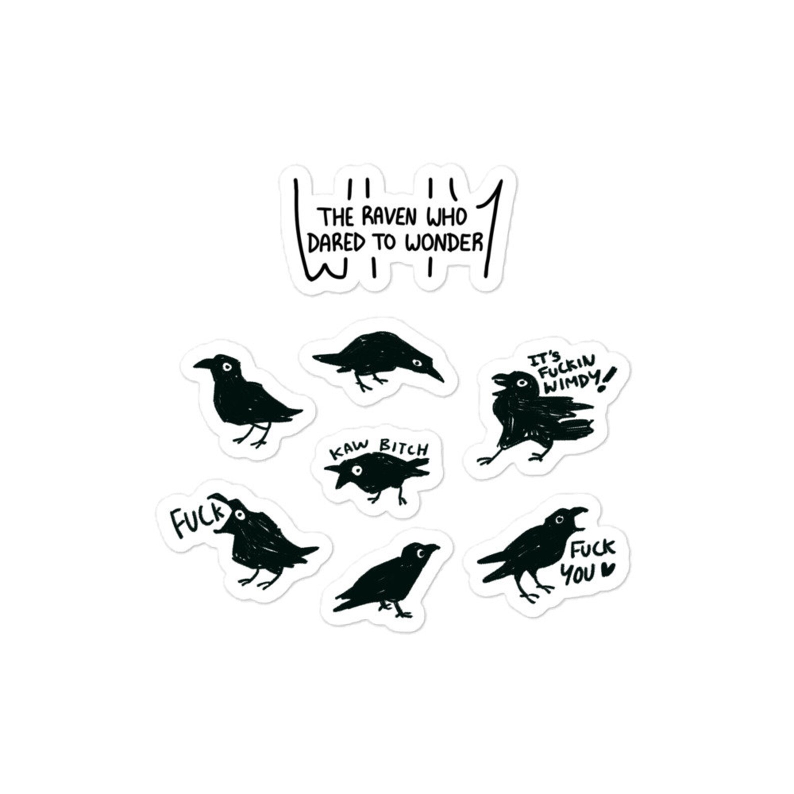 Angst Crow Stickers // the Raven Who Dared to Wonder - Etsy