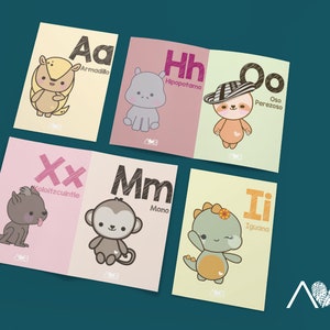 Alphabet Spanish Animals Cards Instant Download, Flash Cards ...