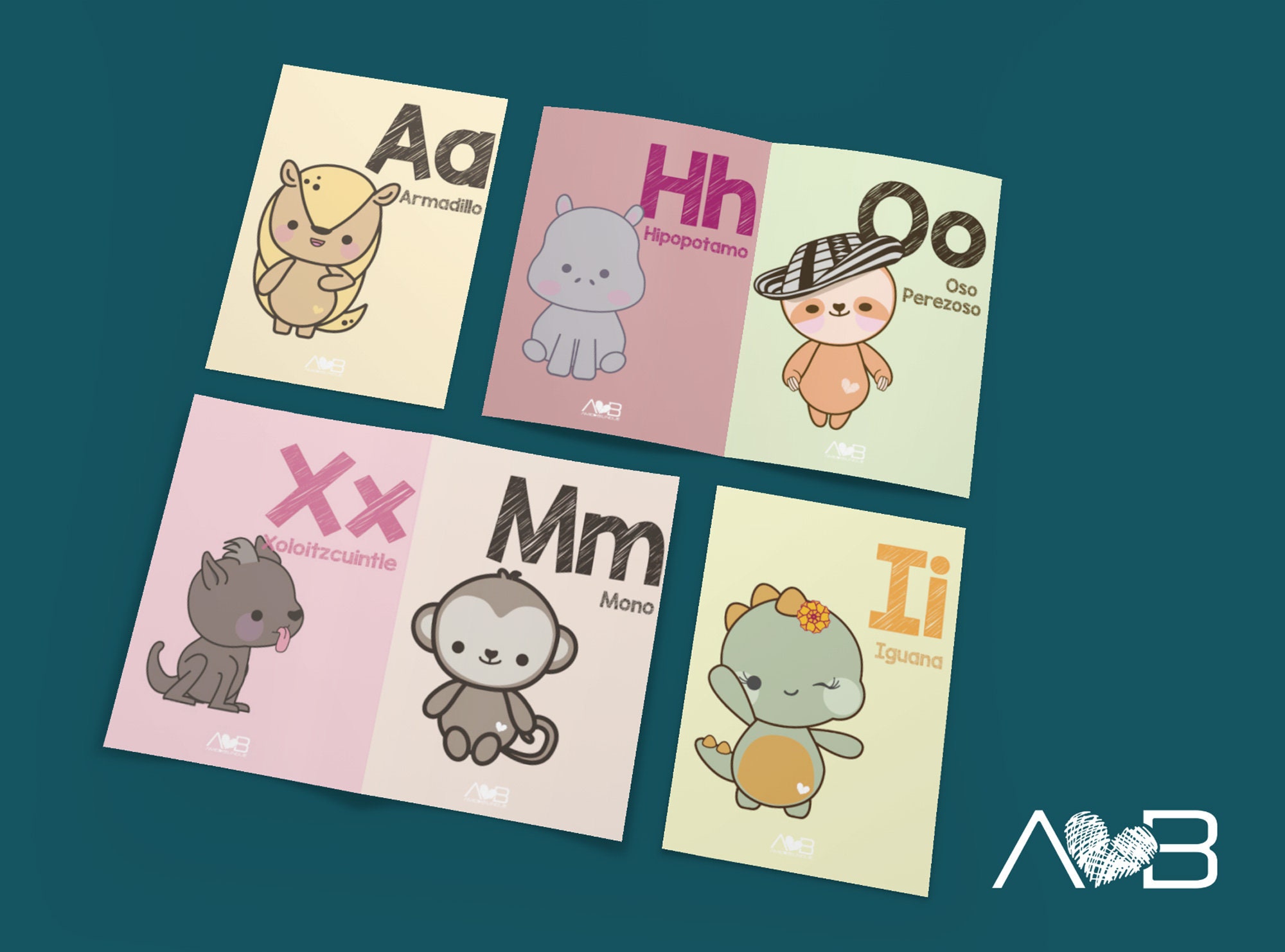 Alphabet Spanish Animals Cards Instant Download, Flash Cards ...