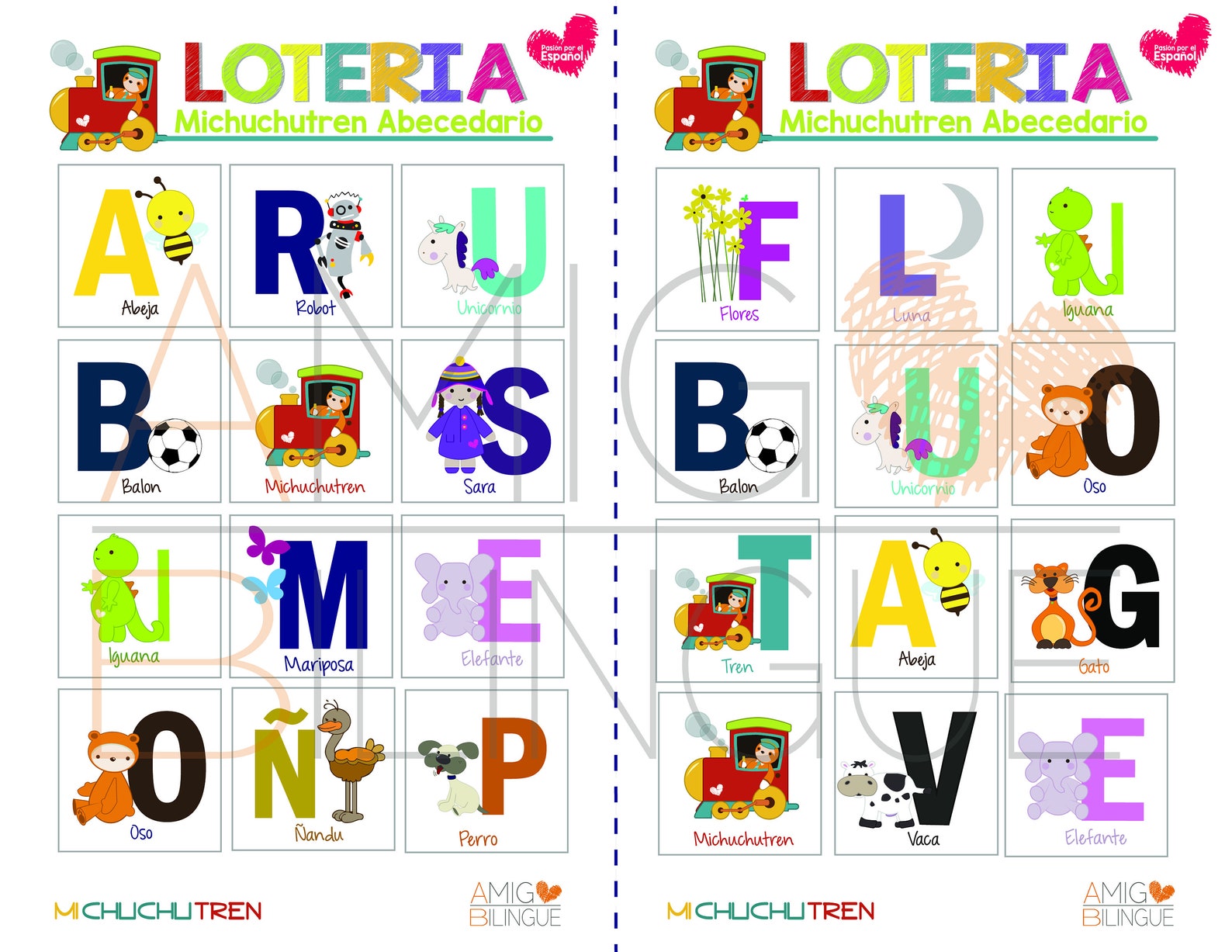 Loteria ABC Abecedario en español and Matching game. | Etsy