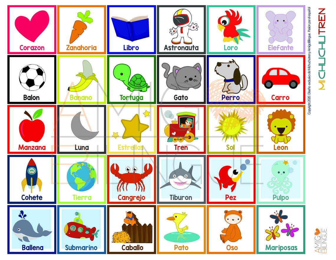 Loteria Vocabulario vocabulary and Matching Game. Instant Download. - Etsy