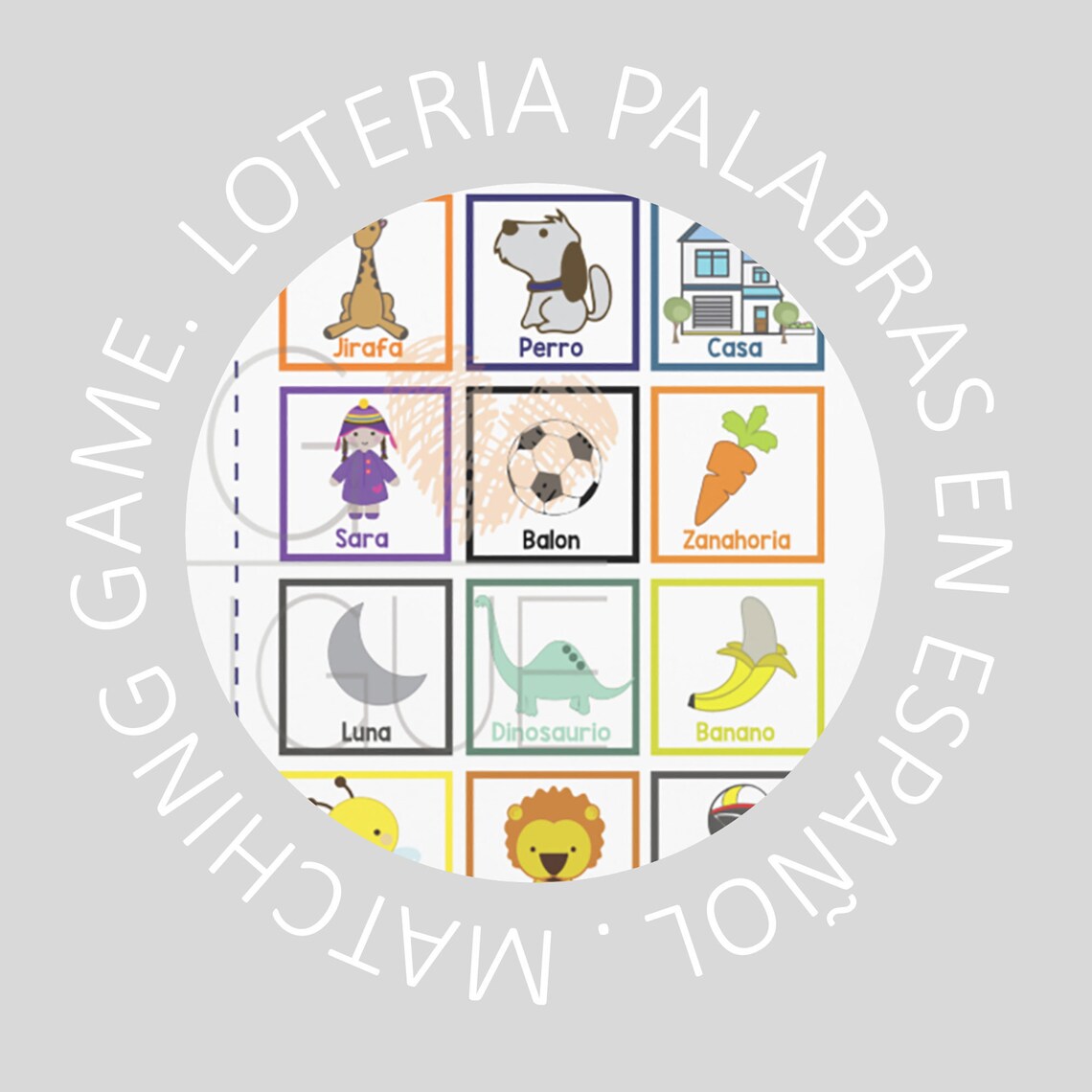 Loteria - Vocabulario (vocabulary) and Matching Game. Instant Download ...