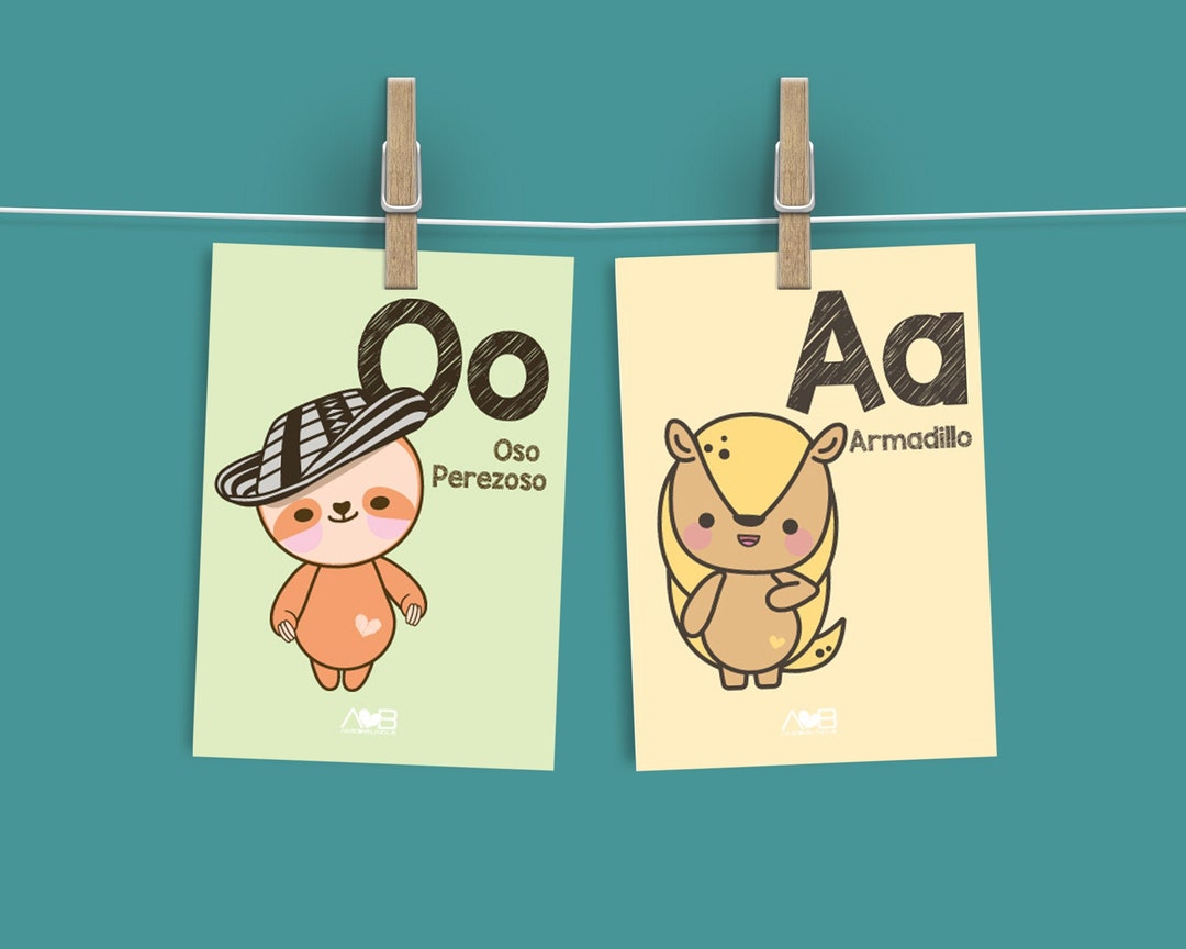 Alphabet Spanish Animals Cards Instant Download, Flash Cards ...