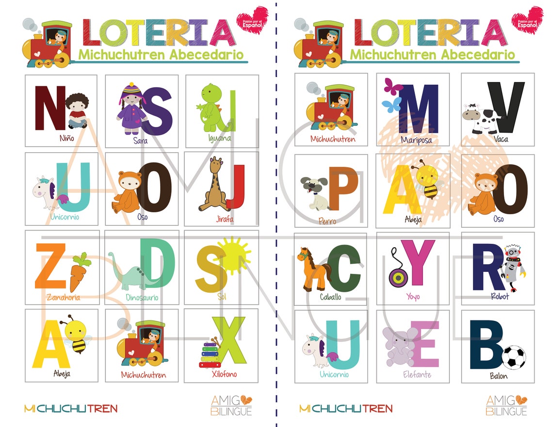 Loteria ABC Abecedario En Español and Matching Game. Instant | Etsy