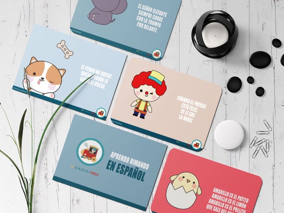 Spanish Rhyming Cards for Kids Big Flashcards Educational | Etsy