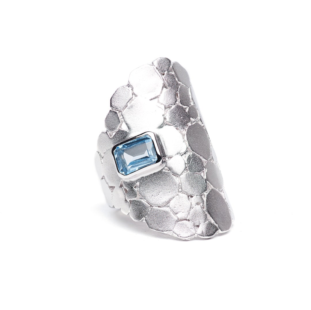 Handmade Sterling Silver Blue Topaz Ring - Evlin German Kabirski Design ...