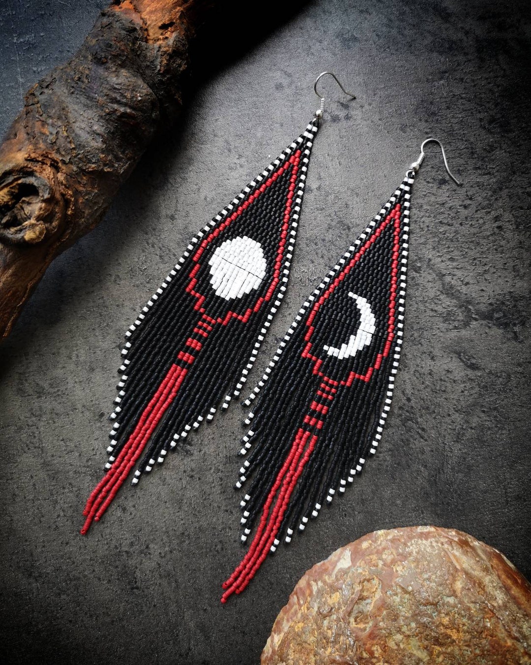 Pre-order Beaded Moon Fringe Earrings - Etsy