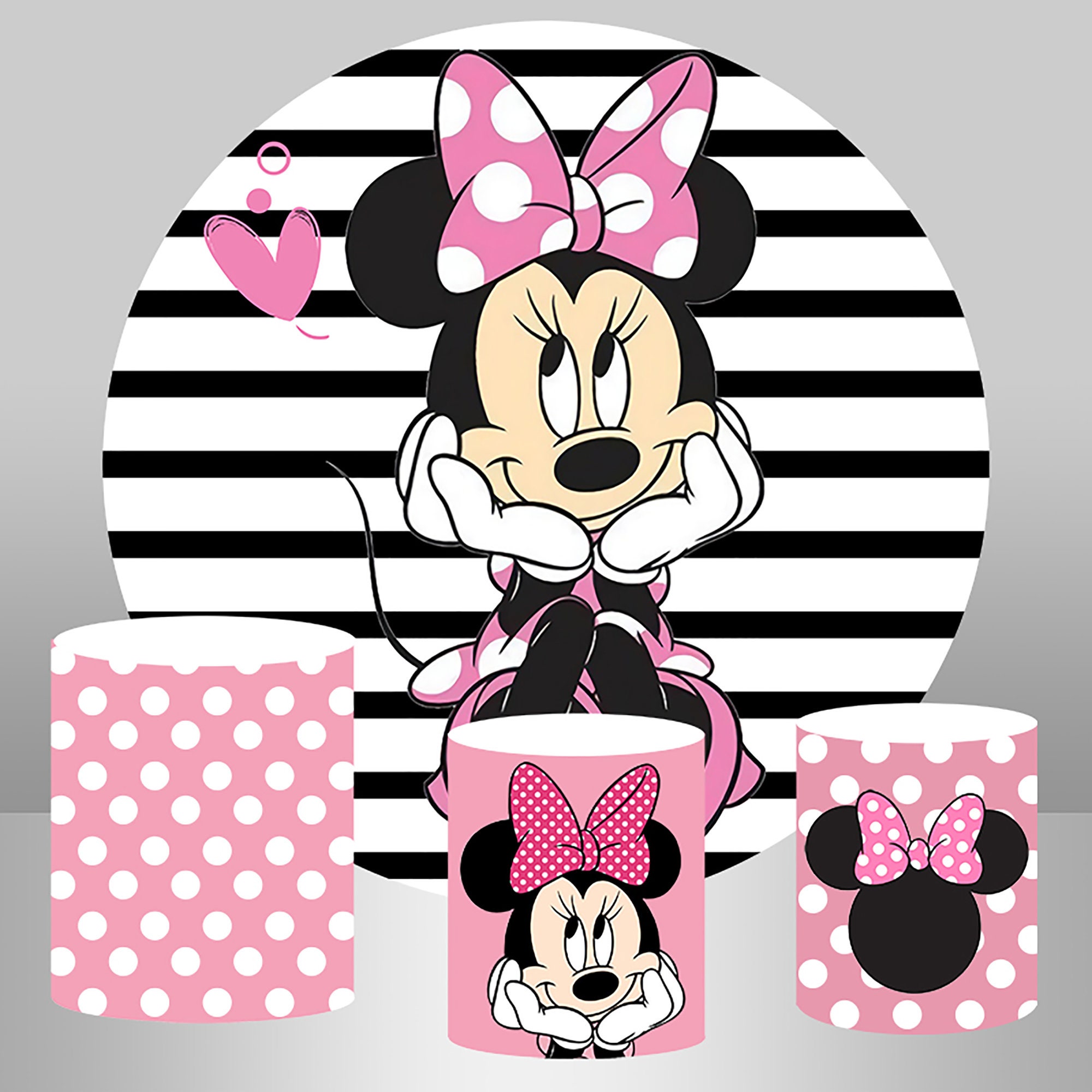 Round Cute Pink dots Minnie Mouse Backdrops For Photo Studio | Etsy
