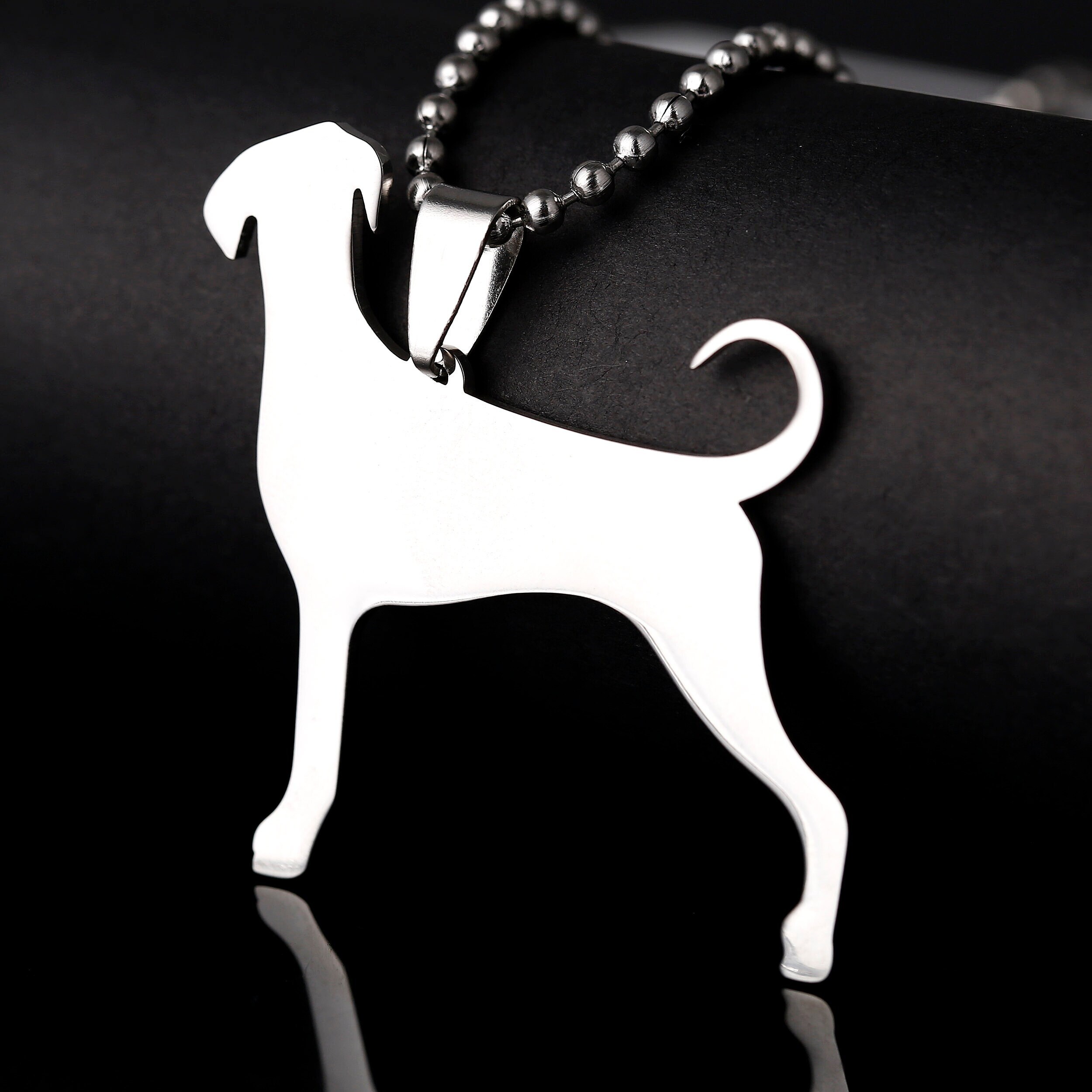 Stainless Steel Natural Ear Undocked Tail Doberman Dobie Dog Pendant ...