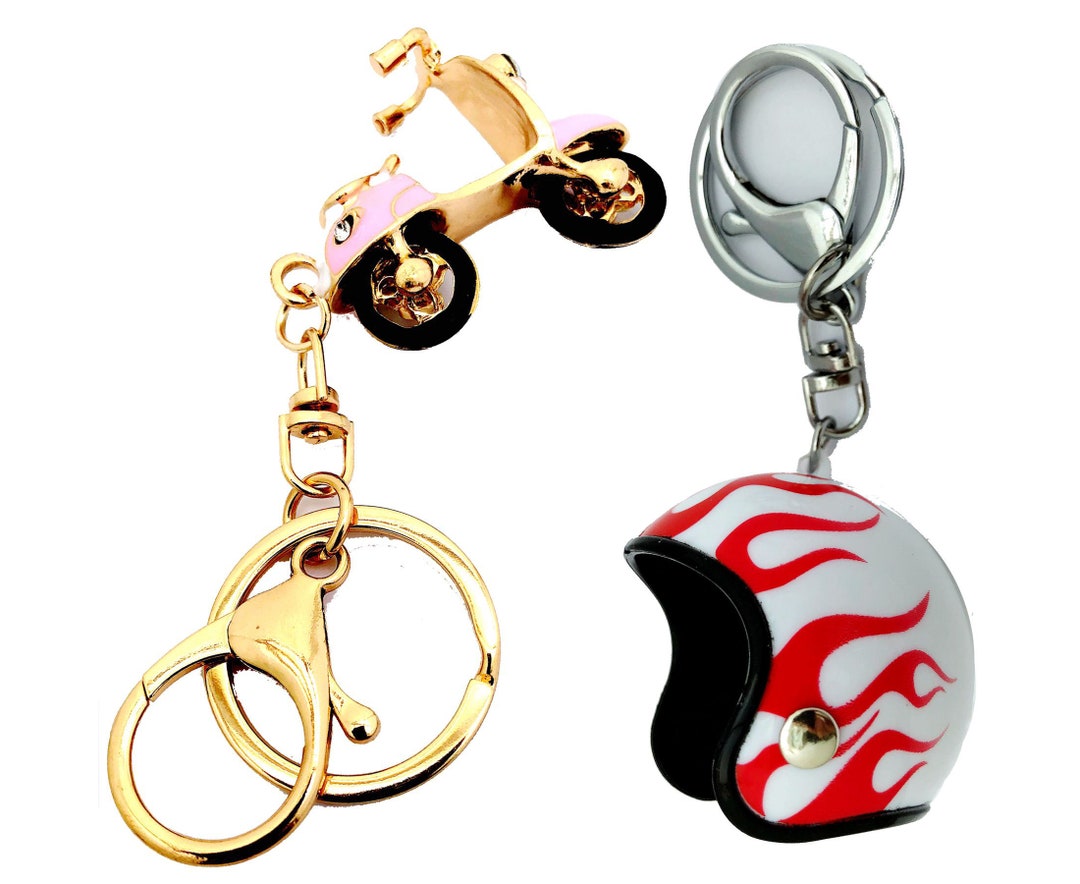MOPED Motorbike Motorcycle Biker Helmet Toy Figure Key Ring Key Chain ...
