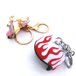 MOPED Helmet Motorbike Motorcycle Biker Toy Figure Key Ring, Totally 2 ...