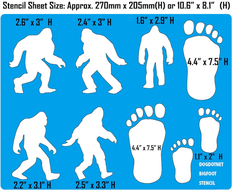 Bigfoot Yeti Sasquatch Big Foot Monster Ape Foot Paw Prints Stencil ...