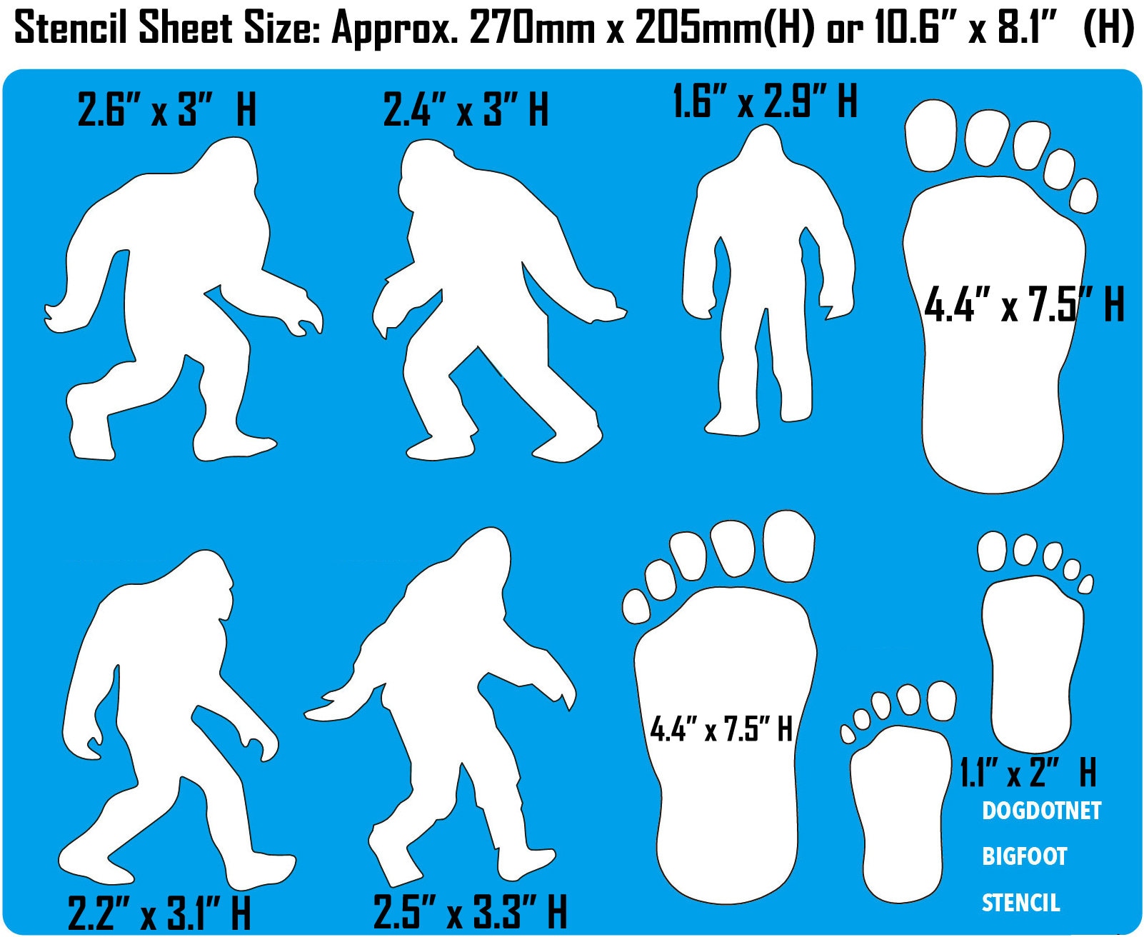 Bigfoot Yeti Sasquatch Big Foot Monster Ape Foot Paw Prints Stencil ...