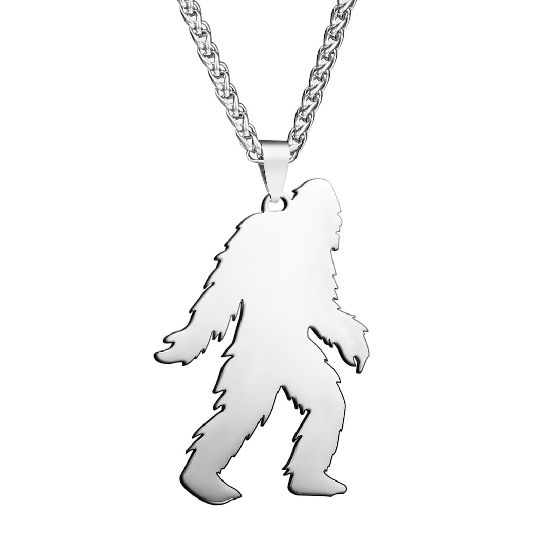 Bigfoot Pendant Necklace: Stainless Steel Sasquatch, 23-inch Chain - Etsy