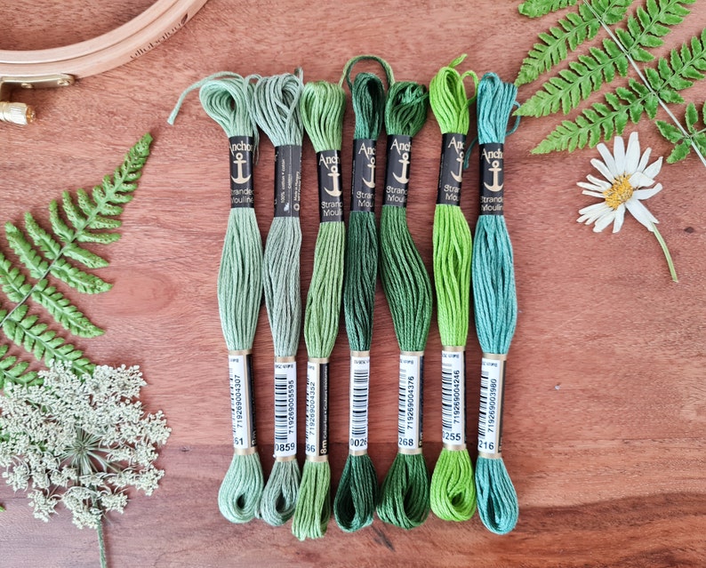 Anchor Embroidery Thread Color Palette Green Blue Yellow - Etsy