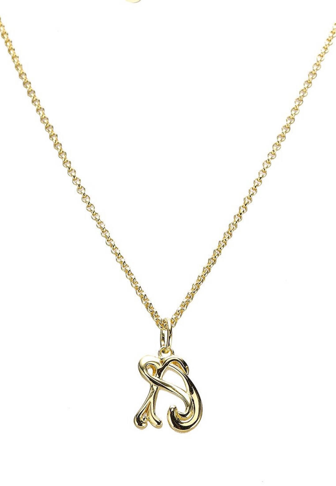 ABCDE, Initial Letter Alphabet Necklace/ Gold Plated Sterling Silver ...