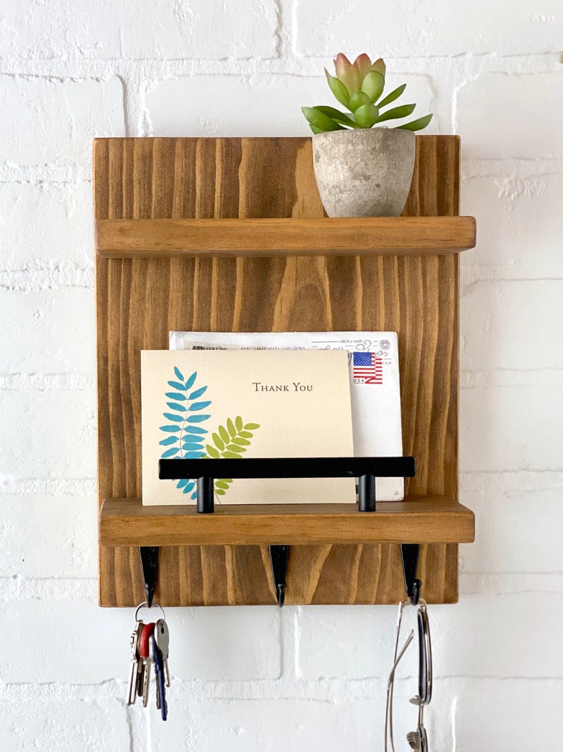 Entryway Wall Organizer Sunglasses Hook Rack Wood Wallet Mail - Etsy