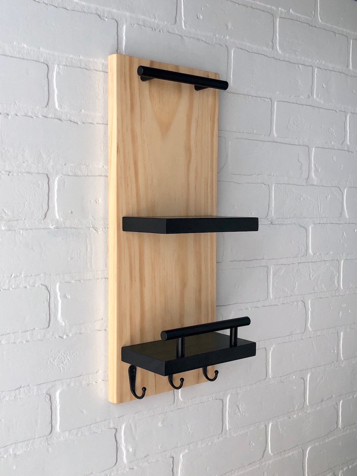Tall Entryway Wall Organizer Hook Rack Wood Shelf Decor - Etsy