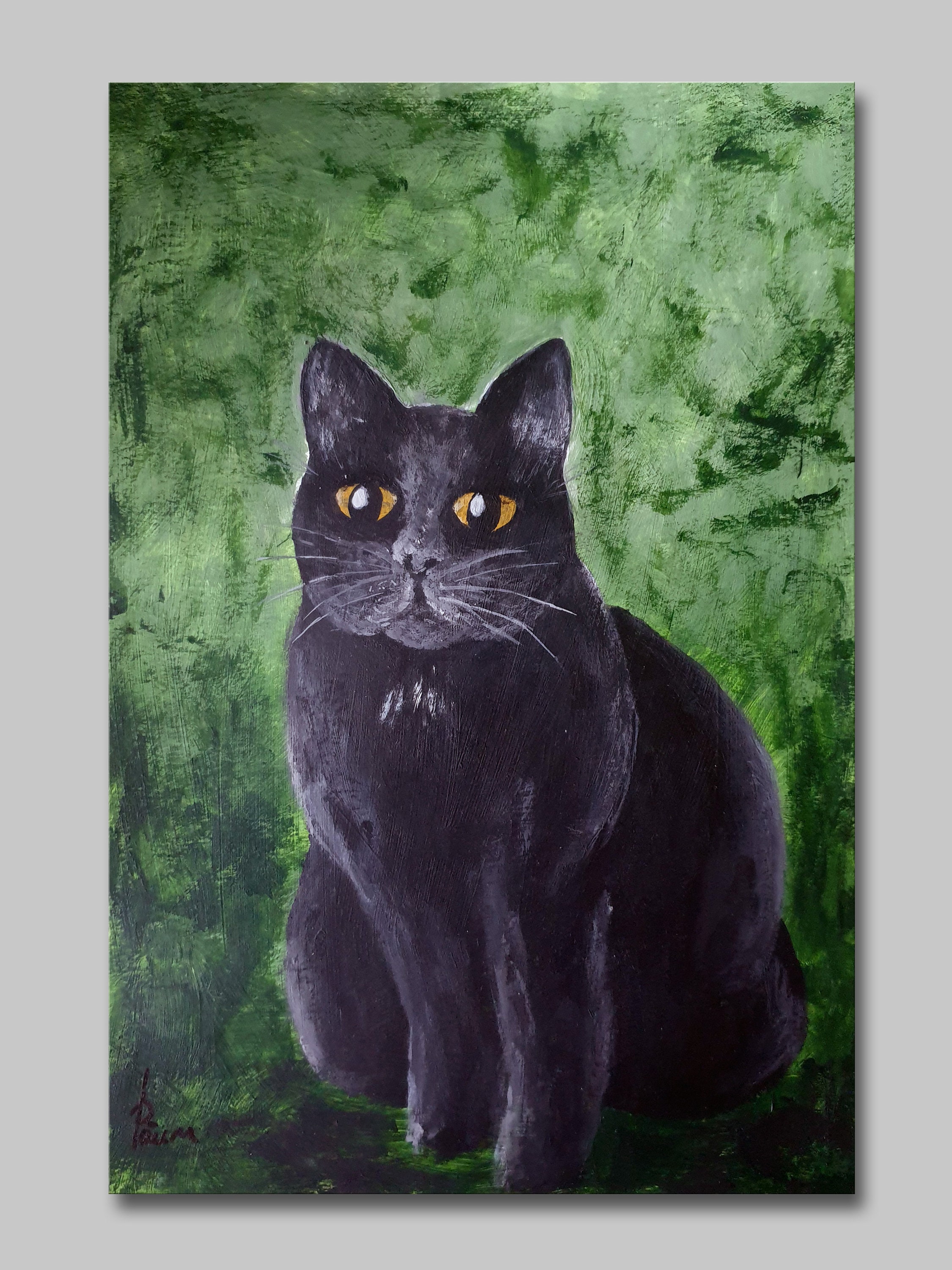 Pet Portrait Personalized Gift Black Cat Abstract Painting - Etsy UK