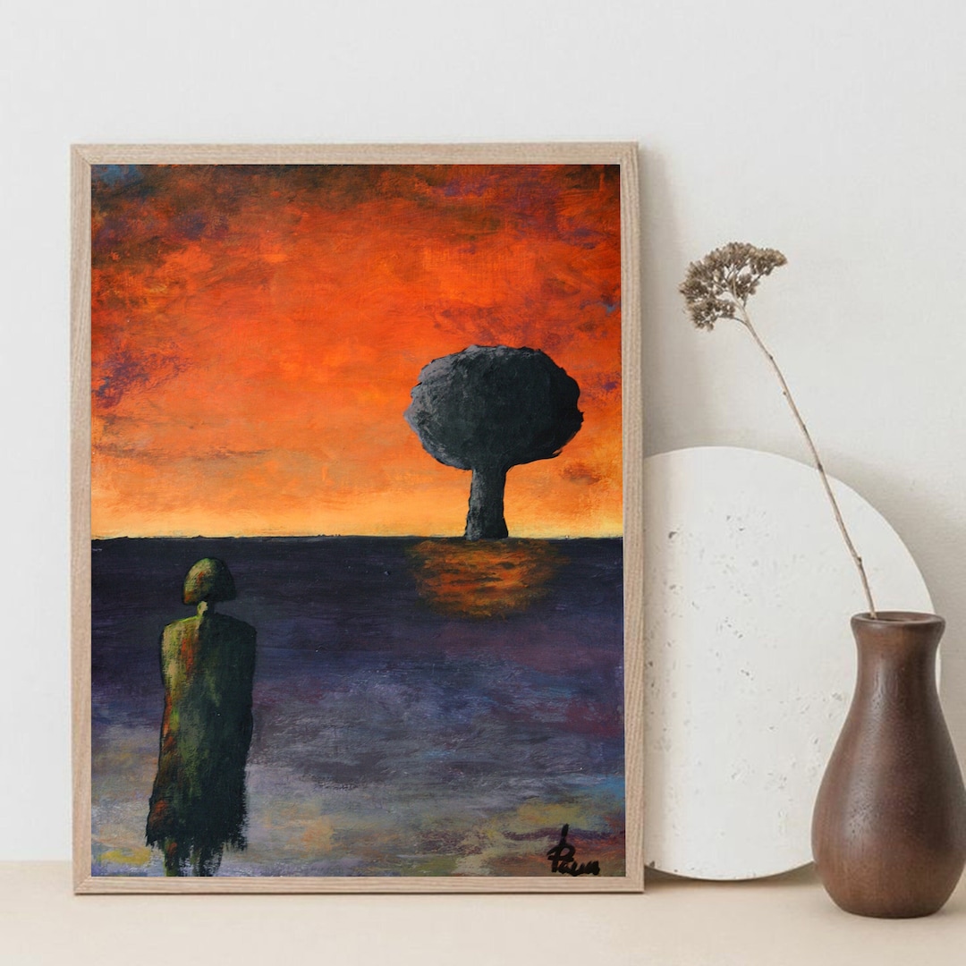 Abstract Sunset Landscape Painting: Modern Expressionist Wall Art - Etsy