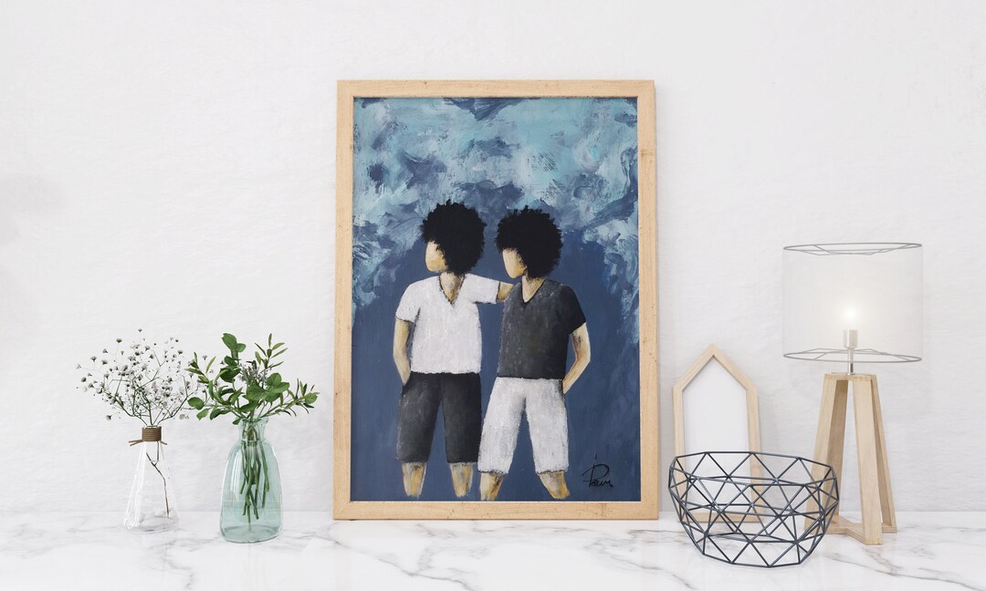 Abstract Boys Silhouette Painting: Minimalist Kids Room Wall Art - Etsy