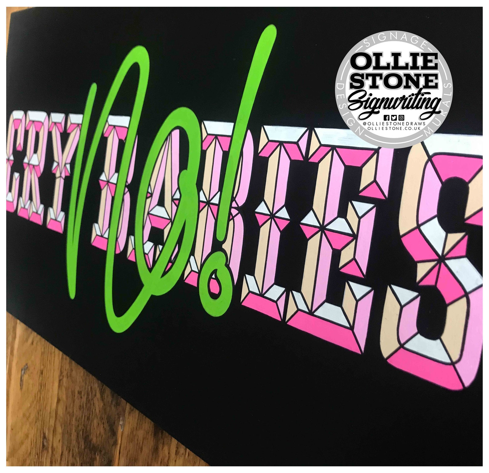 No Cry Babies Tattoo Hand-painted Panel Bespoke Signage Decoration Gift ...