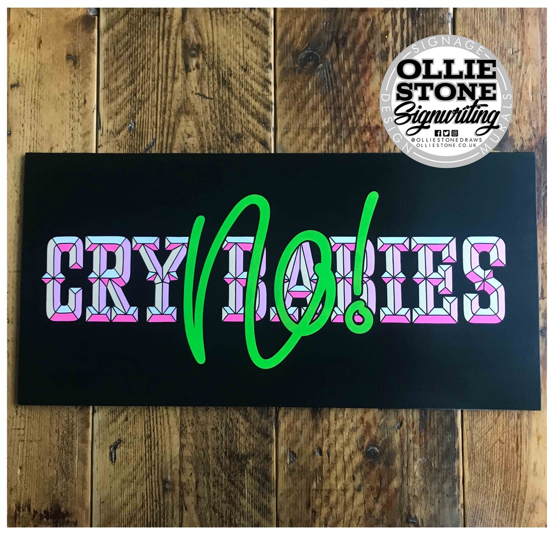 No Cry Babies Tattoo Hand-painted Panel Bespoke Signage Decoration Gift ...