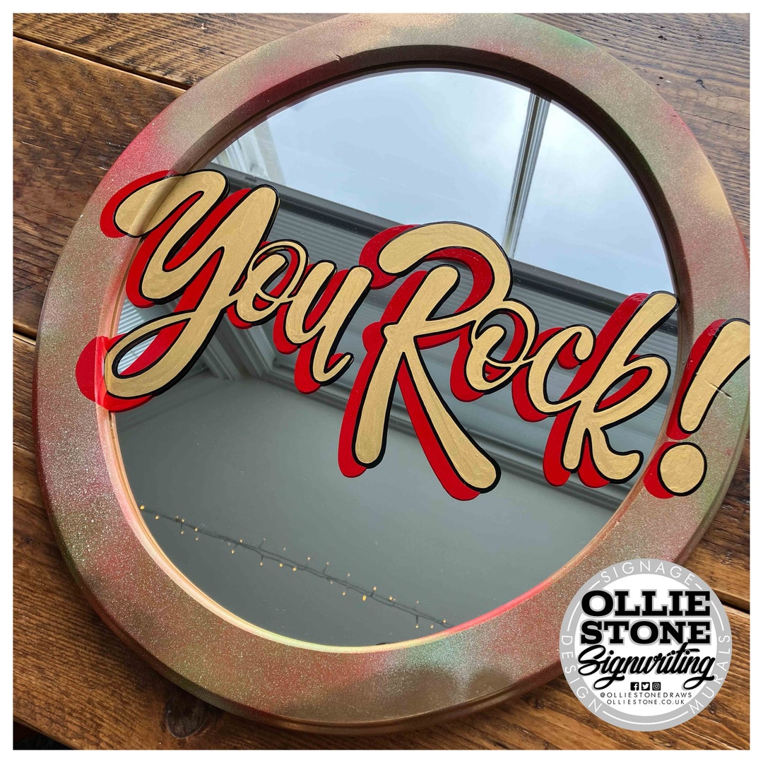 You Rock Hand-painted Mirror Sign Writing Spraypaint - Etsy UK