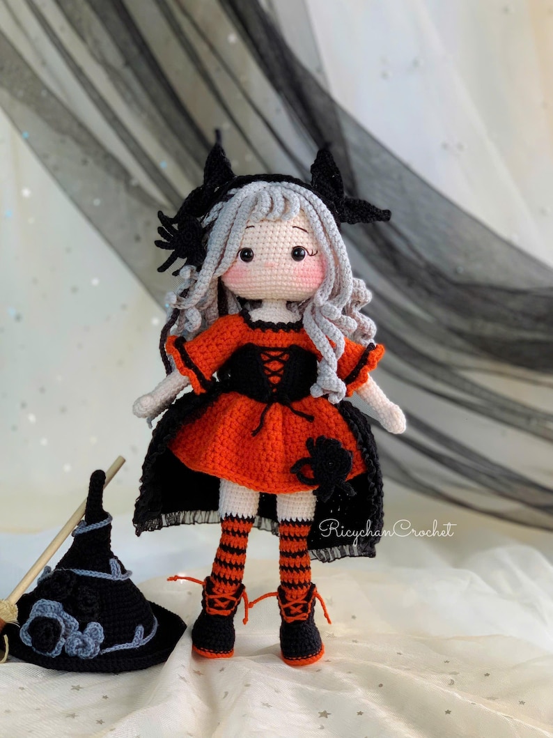 Halloween Crochet Pattern: Twinkle Hex Witch Amigurumi Doll (PDF ...